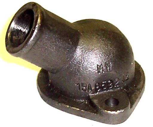 Water Outlet 8BA-8592, original type cast steel. Joe's Antique Auto Parts